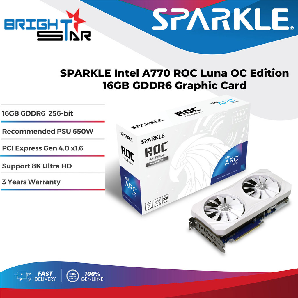 SPARKLE Intel A770 ROC Luna OC Edition 16GB GDDR6 Graphic Card | Shopee ...