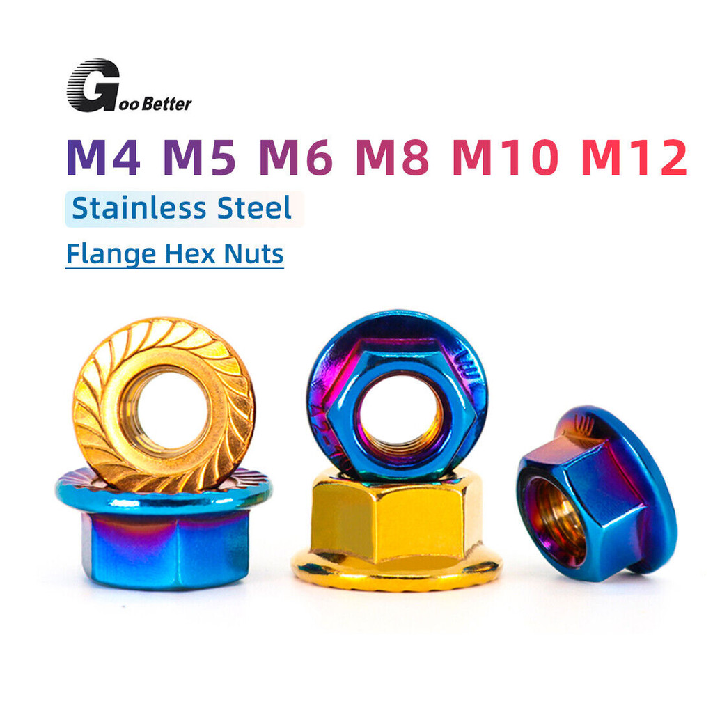 M4 - M12 Titanium Plated Flange Hex Nuts Stainless Steel, For ...