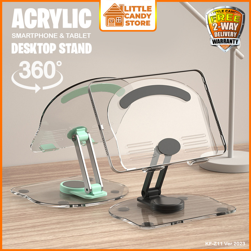 360° Acrylic Base Mini Laptop Phone Tablet Stand Transparent Adjustable Desktop Smartphone Pad ...