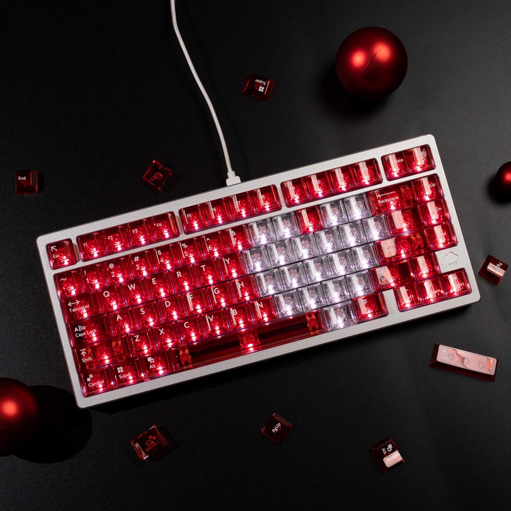 Heart Transparnt Keycaps Red Clear Cherry profile PC keycaps set for MX ...