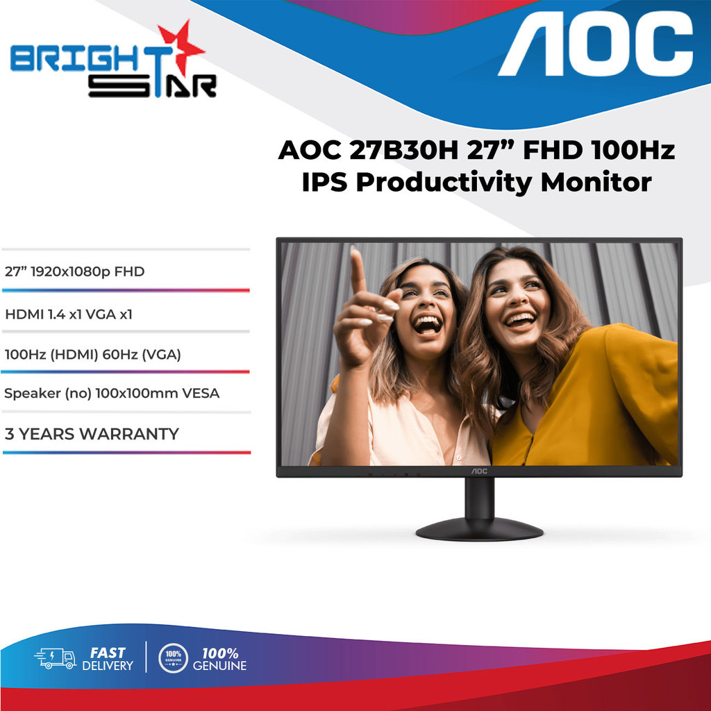 AOC 27B30H 27" FHD 100Hz IPS Productivity Monitor | Shopee Malaysia