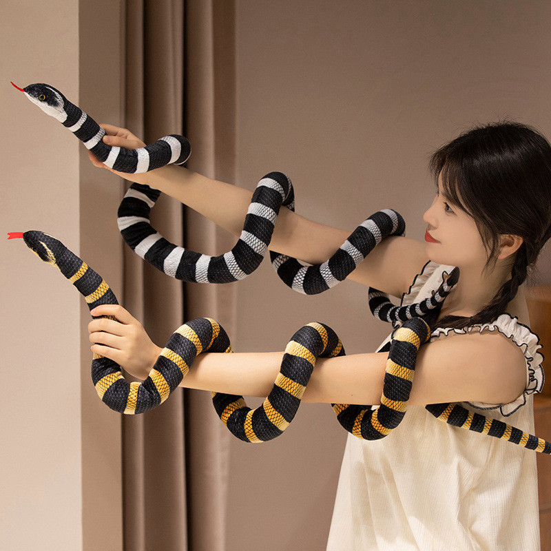 New Style Simulation Four-Color Snake Plush Toy Spoof Doll Halloween ...