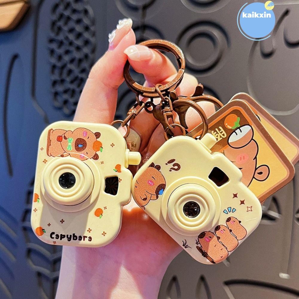KAIKXIN Projection Camera Keychain, Capybara Kawaii Mini Camera Keyring ...