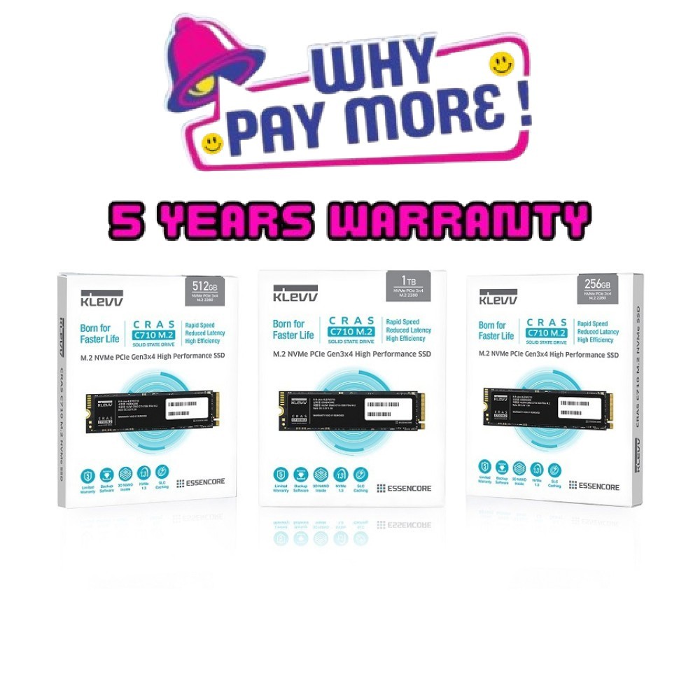 KLEVV Cras C710 M.2 2280 NVME 256GB | 512GB | 1TB Gen3x4 SSD Solid ...