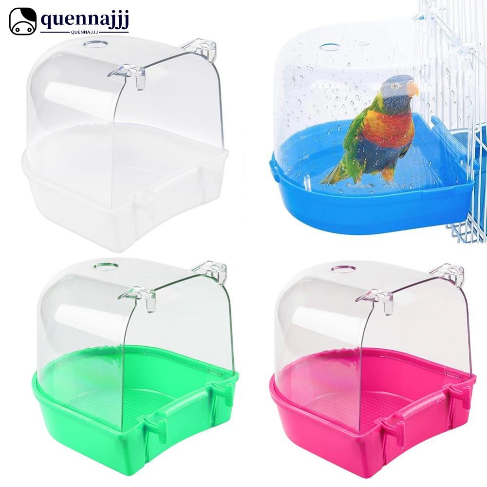 QUENNA Hanging Parrot Shower Bird Bathtub Cube Parrots Bath Box Cage ...