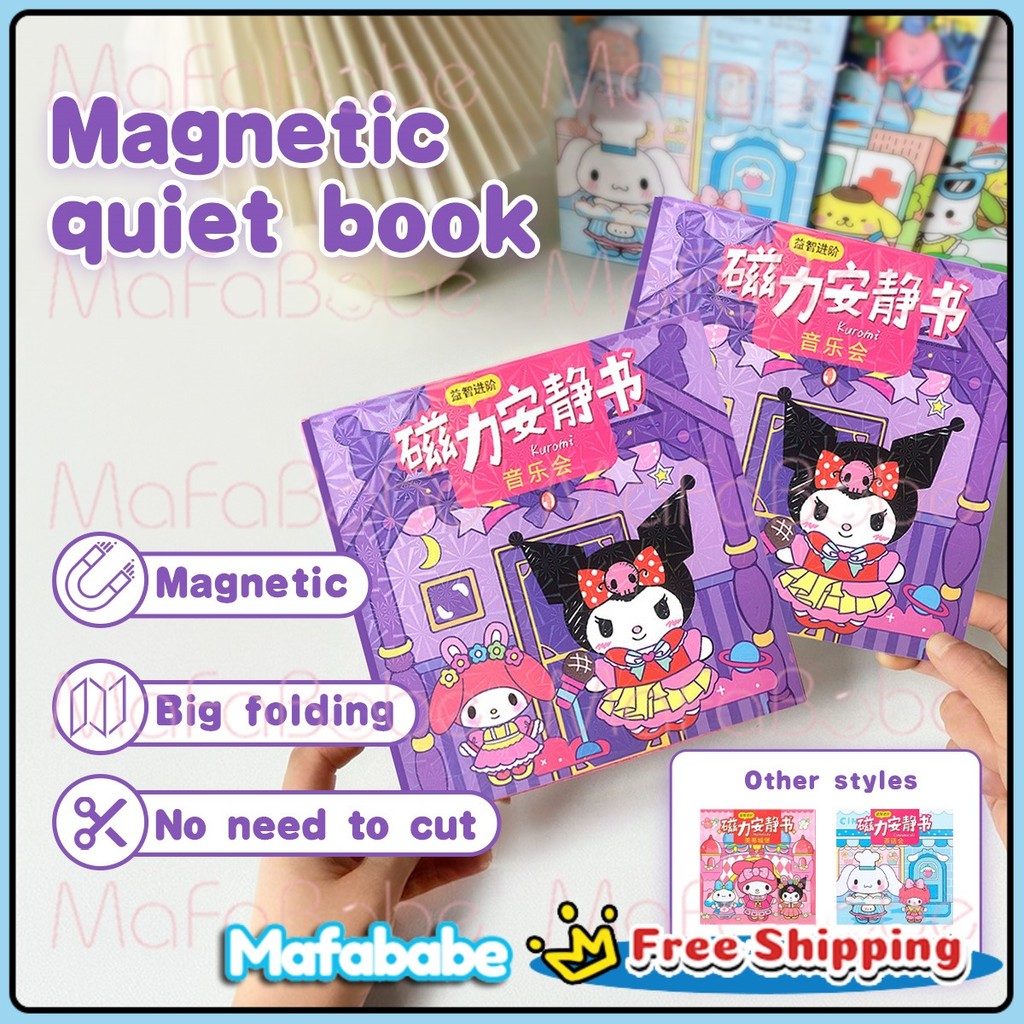 Cartoon Magnetic Kuromi Paper Doll House Book Set Sanrio Quiet Book ...