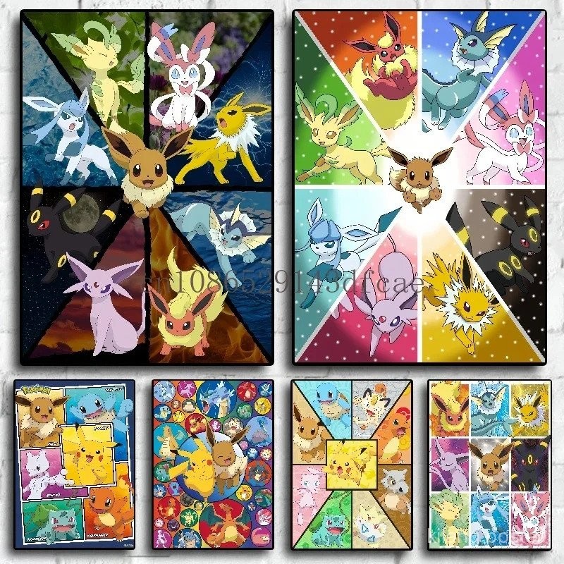 Pokemon Peripheral Pikachu Gyarados Squirtle Charmander Canvas Painting ...
