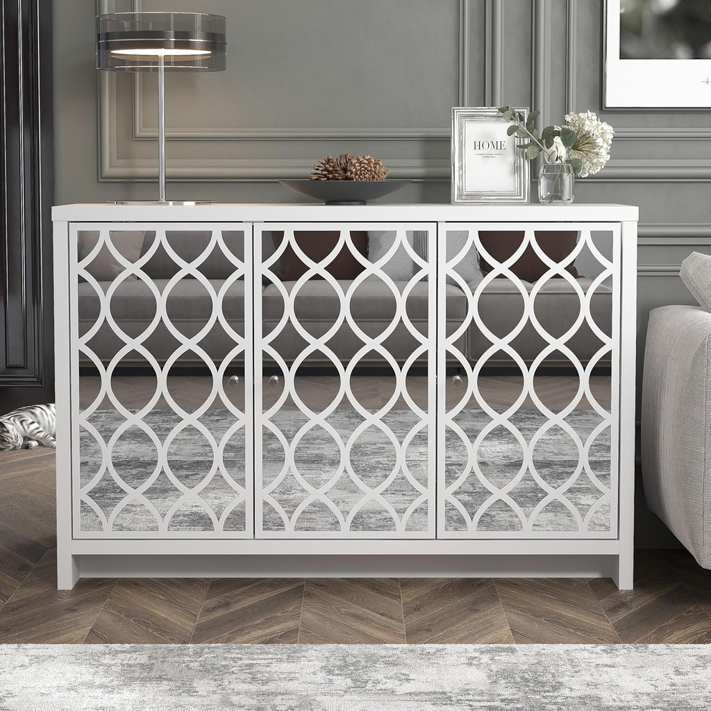 Alice 3 Door Sideboard with Mirror | Modern Storage Cabinet | Sideboard ...