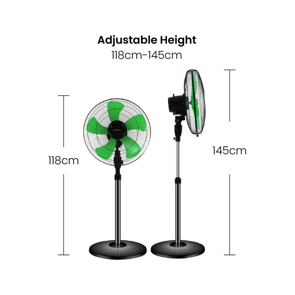EKOBEE 5 Blade 3 Speed Industrial Stand Fan With Adjustable Height (18 ...