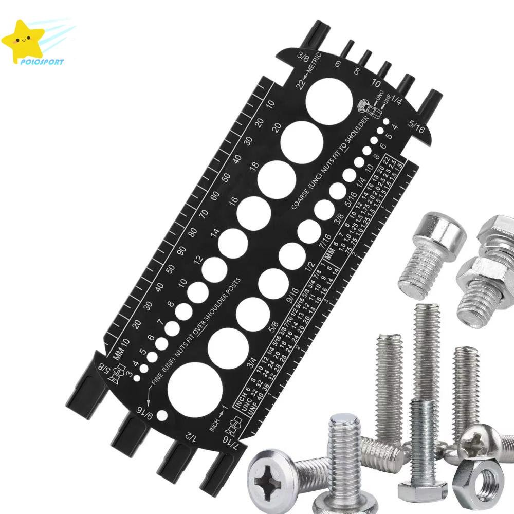 POLOSPORT Screw Size Measuring Ruler, Metric Size Portable Nut Gauge ...