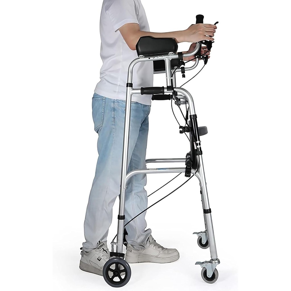 Elderly Vertical Walker with 4 Wheel Seat, Heavy Duty Folding Walking ...
