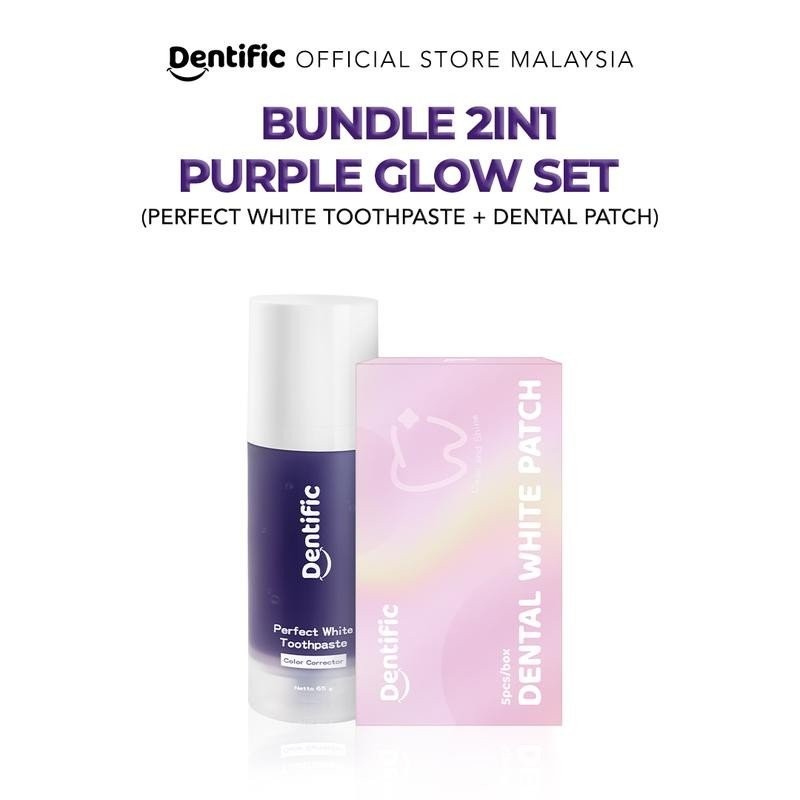 Dentific Purple Glow Set Bundle 2in1 Perfect White Toothpaste + Dental ...