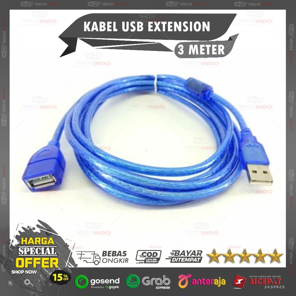 USB Extender Cable / Extension Male to Female 300CM / 3M / 3 Meter USB ...