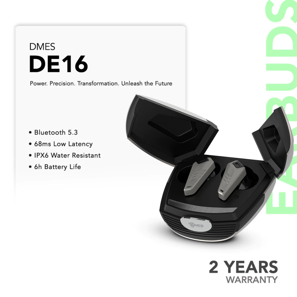 Dmes DE16 Wireless Earbuds Bluetooth 5.3 IPX6 Waterproof 13mm Driver 6H Battery 50ms Low Latency ...