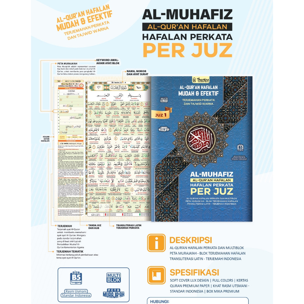 Al Quran Per juz AL MUHAFIZ memorization tajwid color translation latin ...