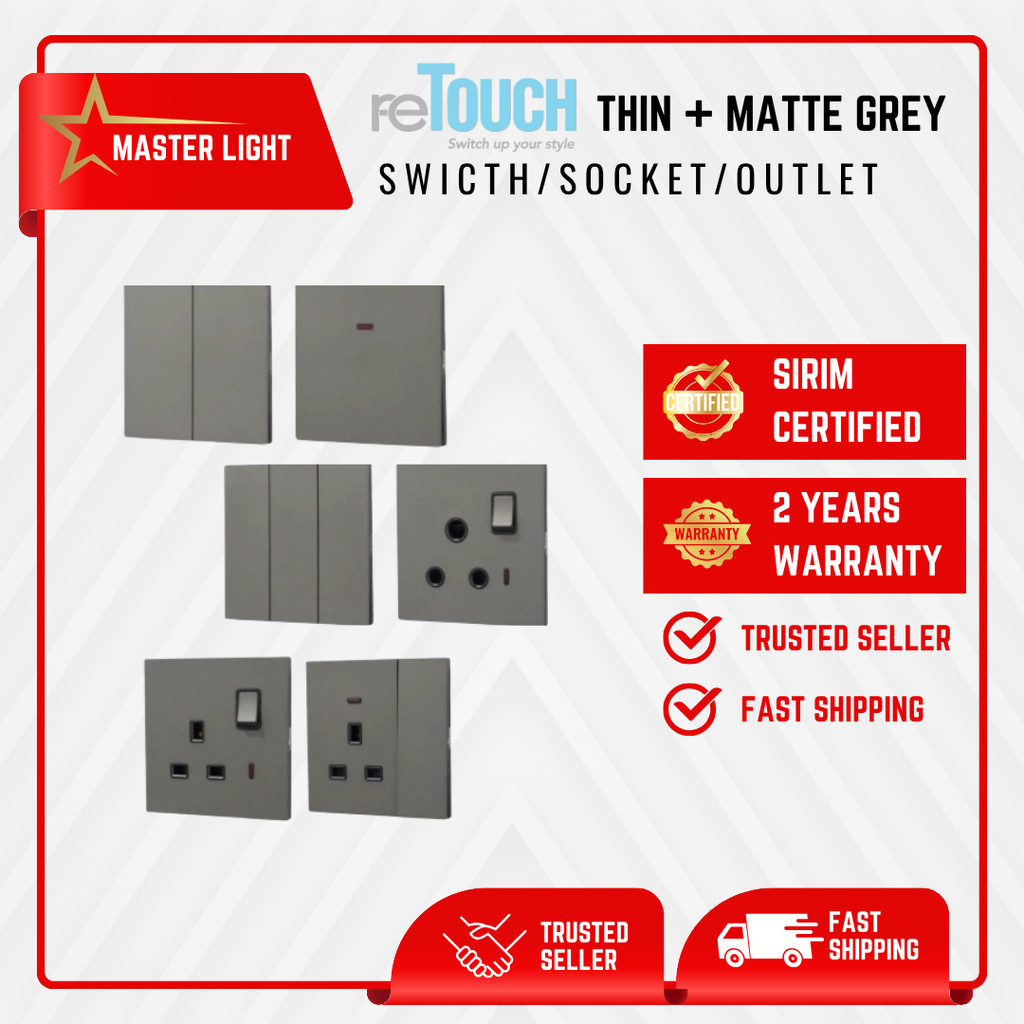 [SIRIM] RETOUCH THIN+ MATTE GREY SWITCH / SWITCHES SOCKET OUTLET ...