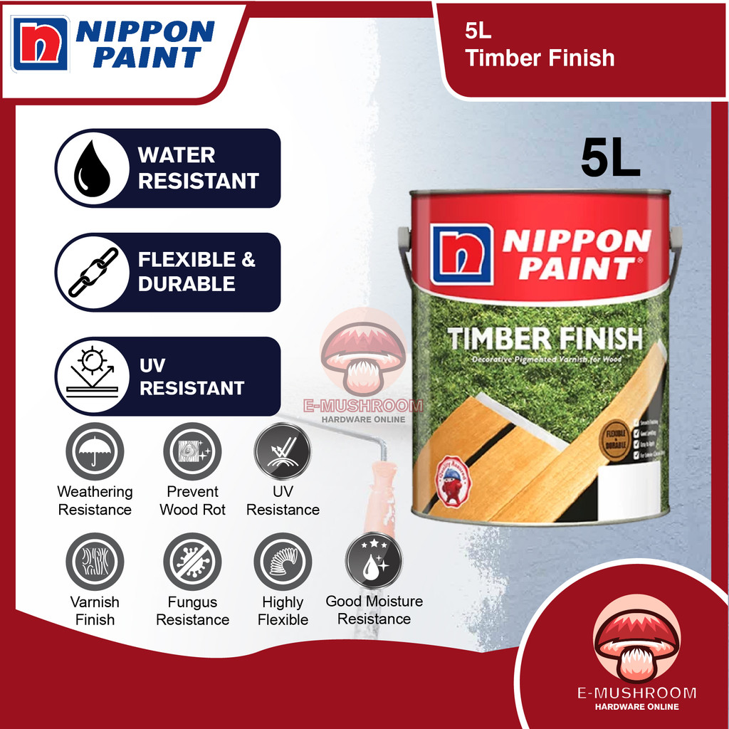 5L Nippon Paint Timber Finish Varnish For Wood Surfaces Cat Varnish ...