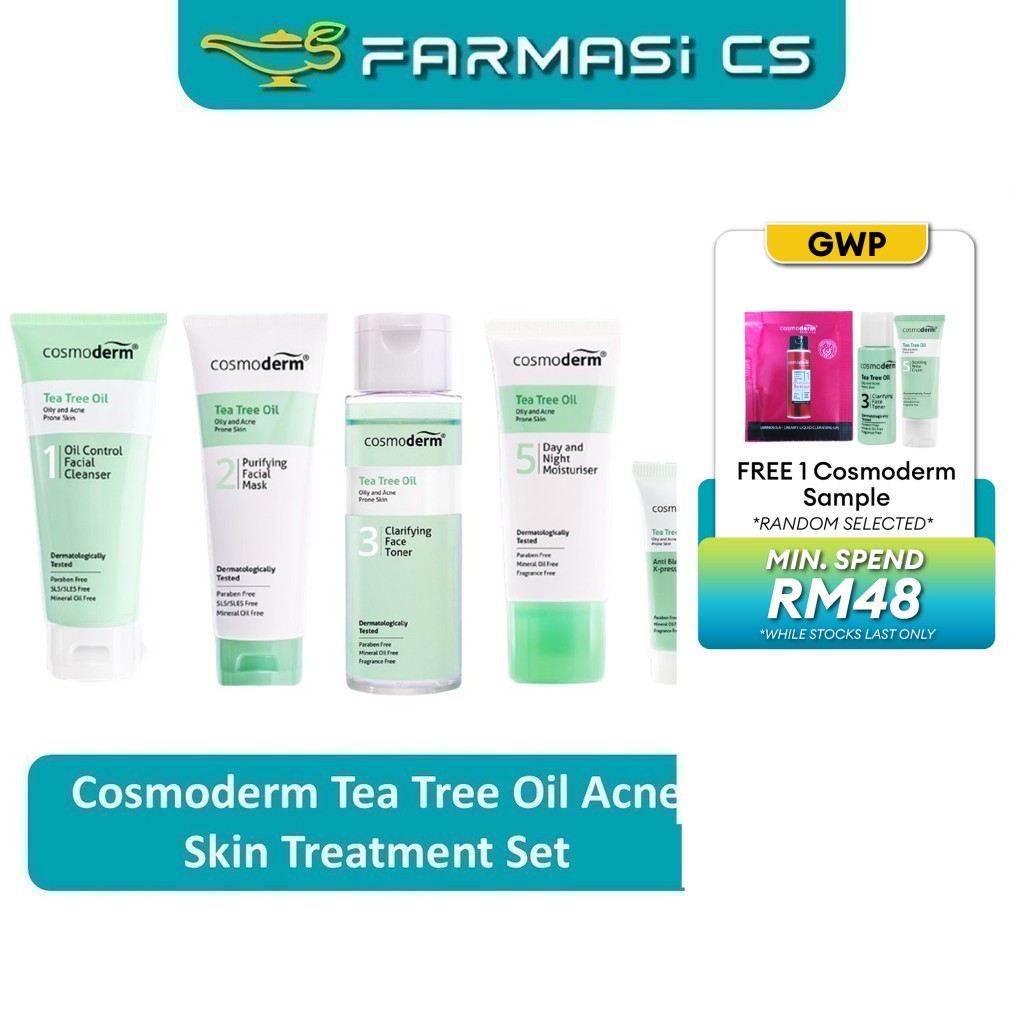 Cosmoderm Tea Tree Oil Acne Skin Treatment Set ( Cleanser,Mask ...
