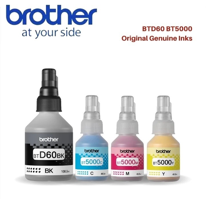 Brother BT5000C/M/Y/BTD60BK Genuine Ink Cartridge Page Yield up to 5K/6 ...
