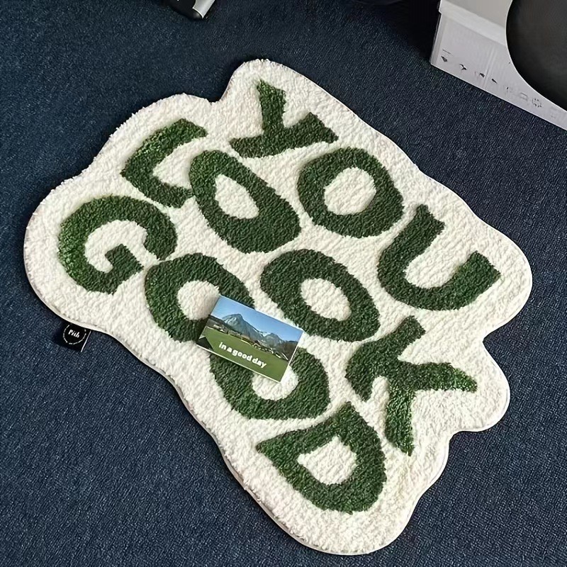 【ship in 24 h】Floor Mat Creative Text Imitation Cashmere Floor Mat ...