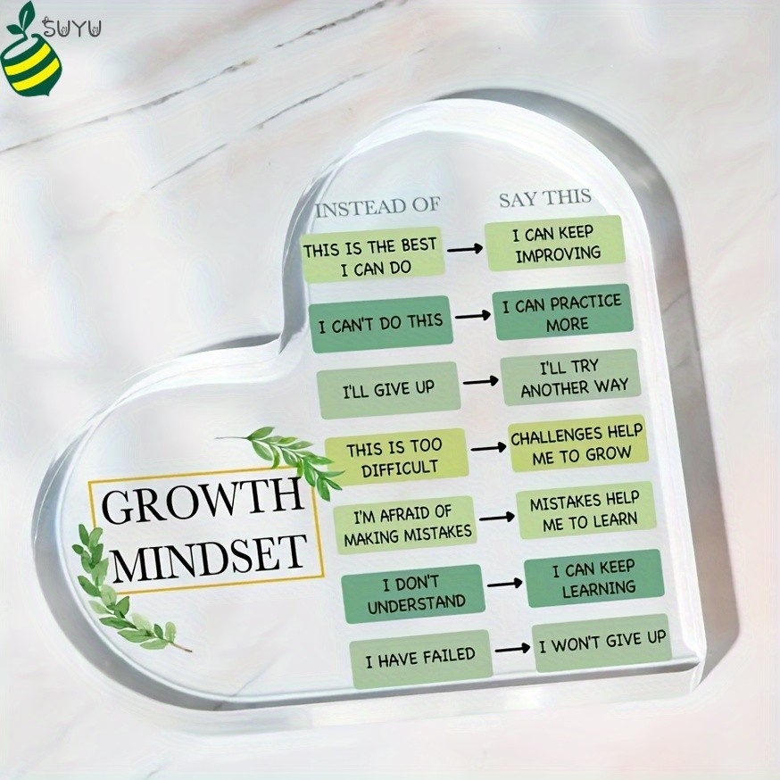 Positive Inspirational Growth Mindset Acrylic Plaque Decor, Therapy ...