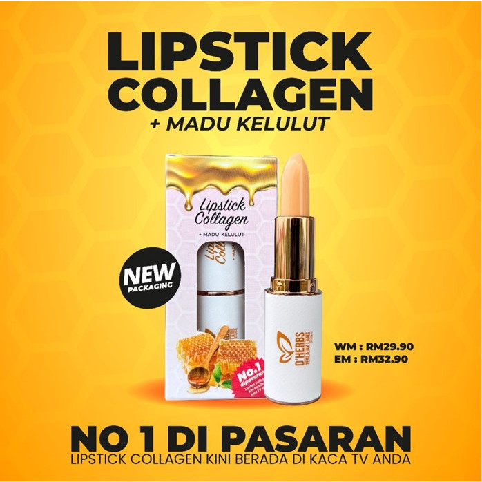 D'HERBS LIPSTICK COLLAGEN+MADU KELULUT (NEW PACKAGING) | Shopee Malaysia