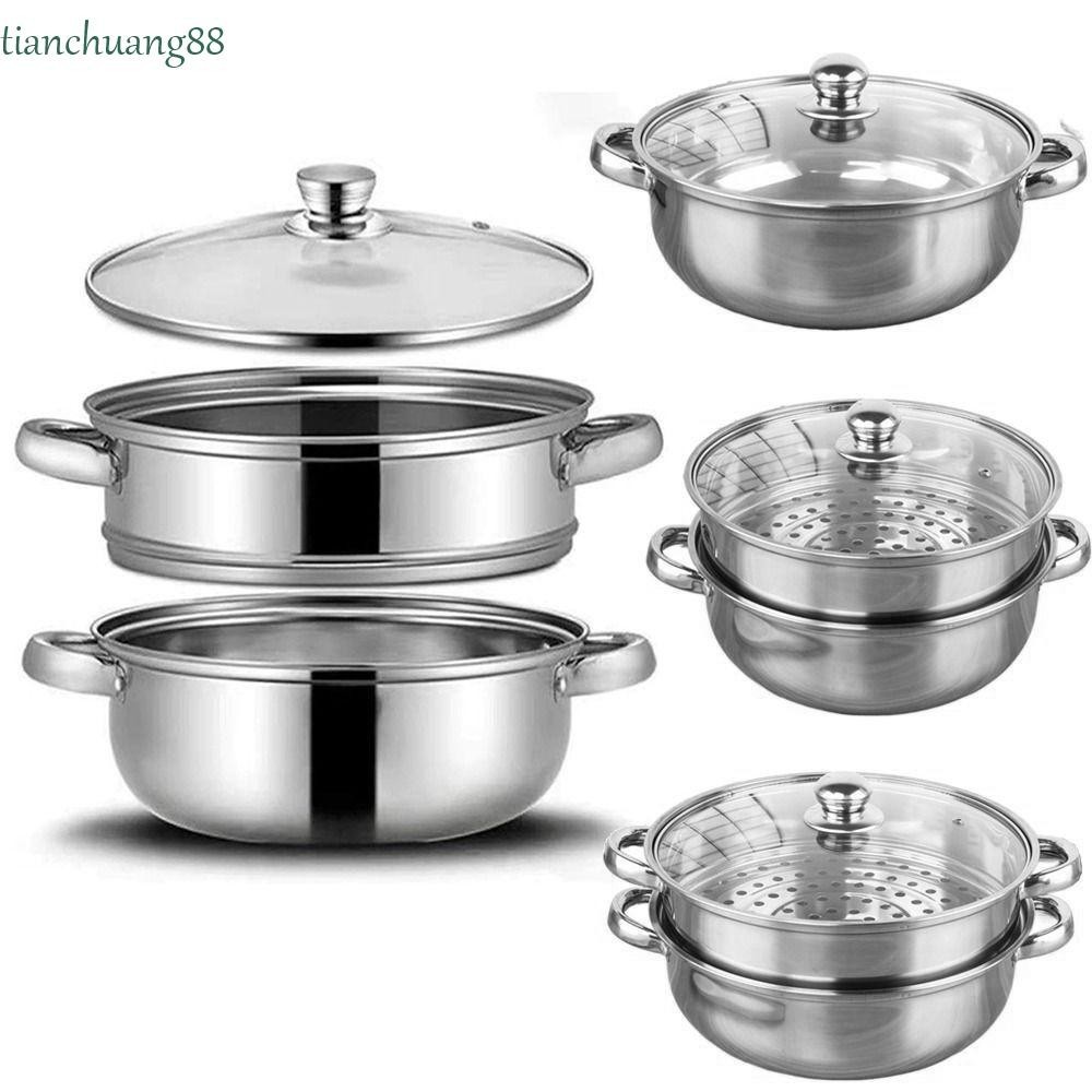 TIANCHUANG Vegetable Steamer Pan Set, Stainless Steel 1/2/3-Layer ...