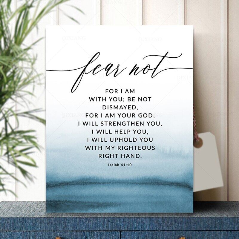 Bible Verse Isaiah 4110 Fear Not Quote Canvas Painting Print Christian ...