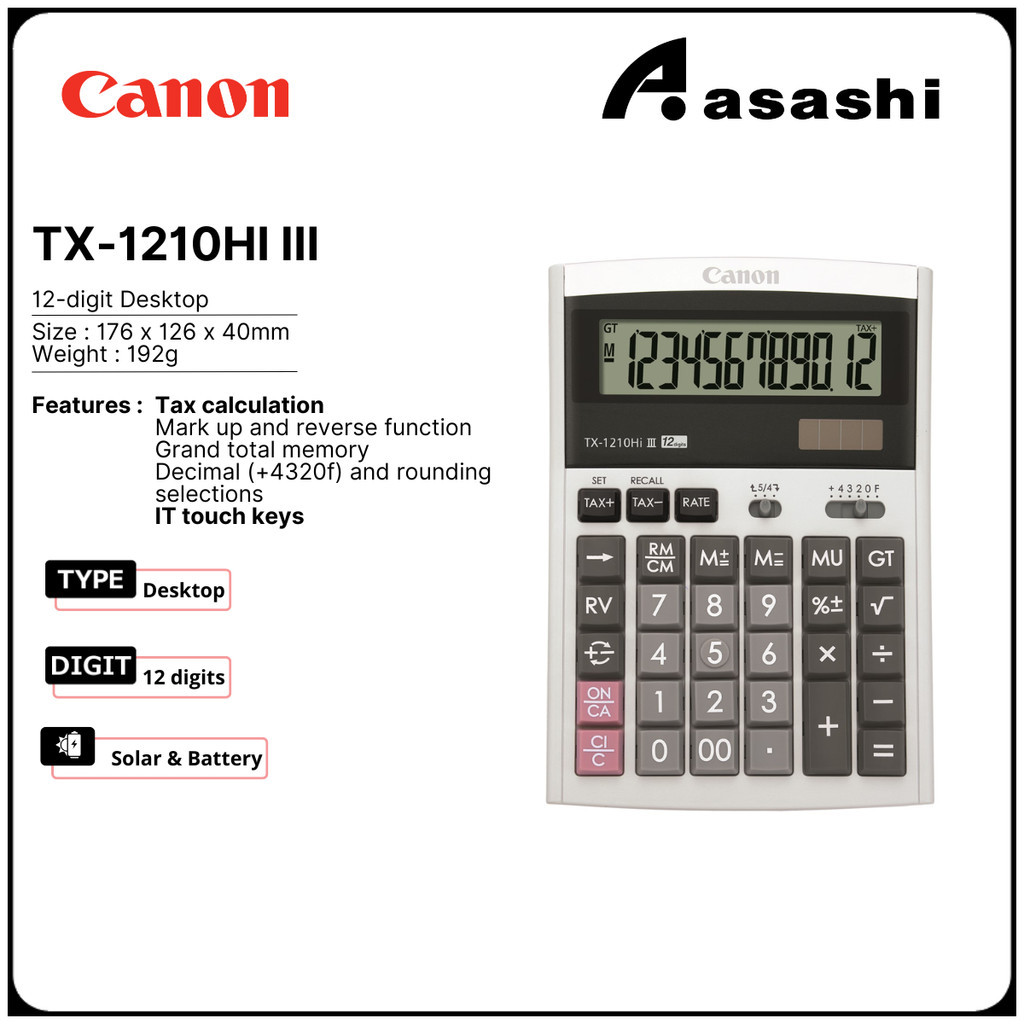 [Tax Calculation & Comfort IT Touch Keys] Canon TX-1210HI III / TX ...