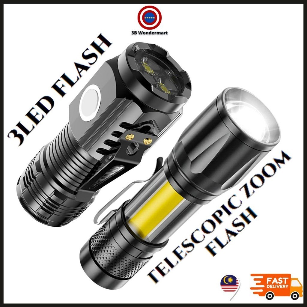 High Powerful Mini Flashlight USB Rechargeable Five Lighting Modes ...
