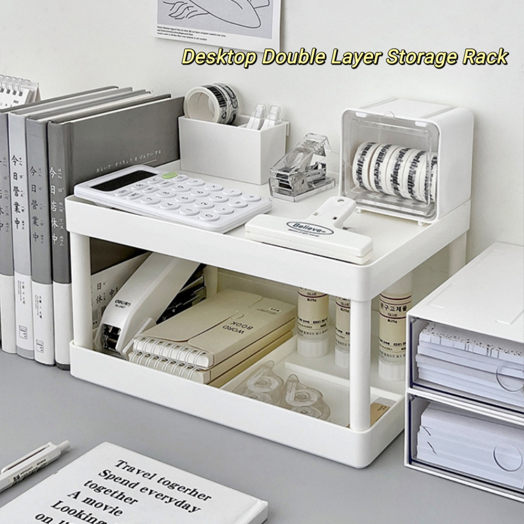 Double-Layer Multifunction Desktop Storage Rack Desktop Organizer Shelf ...