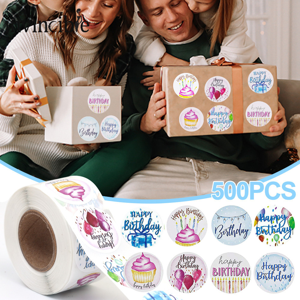 500 Stickers/Roll Happy Birthday Paper Sticker - Cute Birthday Gift ...