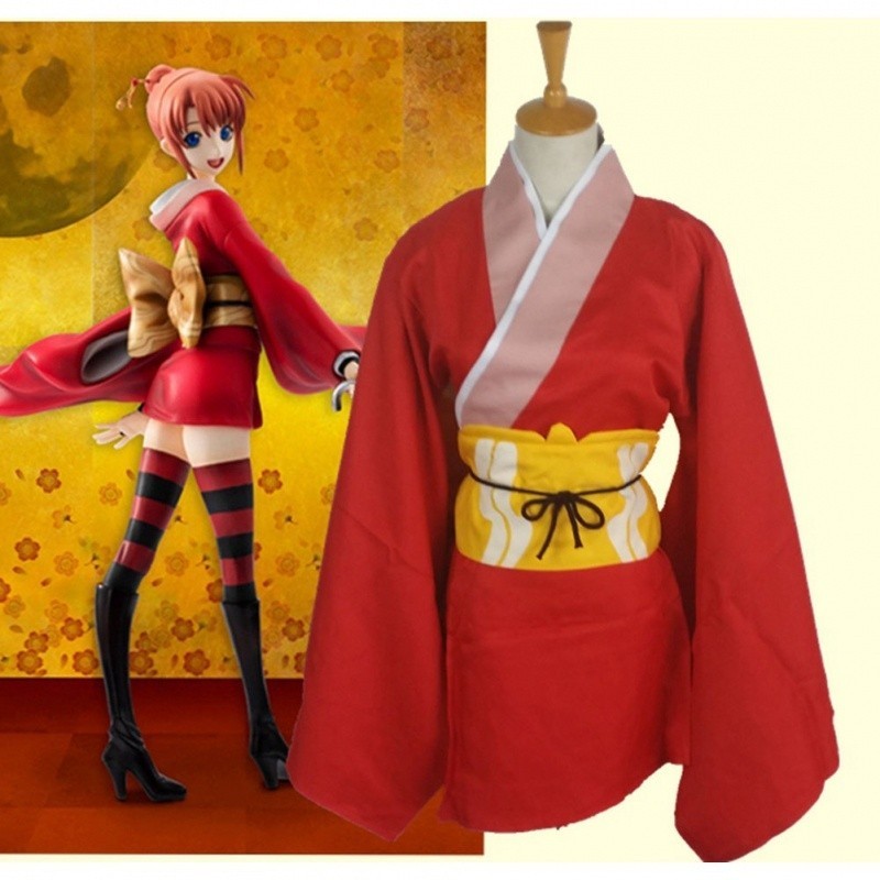 Anime Gintama Kagura cosplay Costume Red Kimono Party Cosplay Costume ...