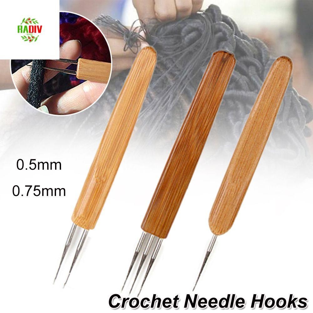 RADIV Crochet Needle for Hair Extension Weave Braiding Hair Bamboo ...