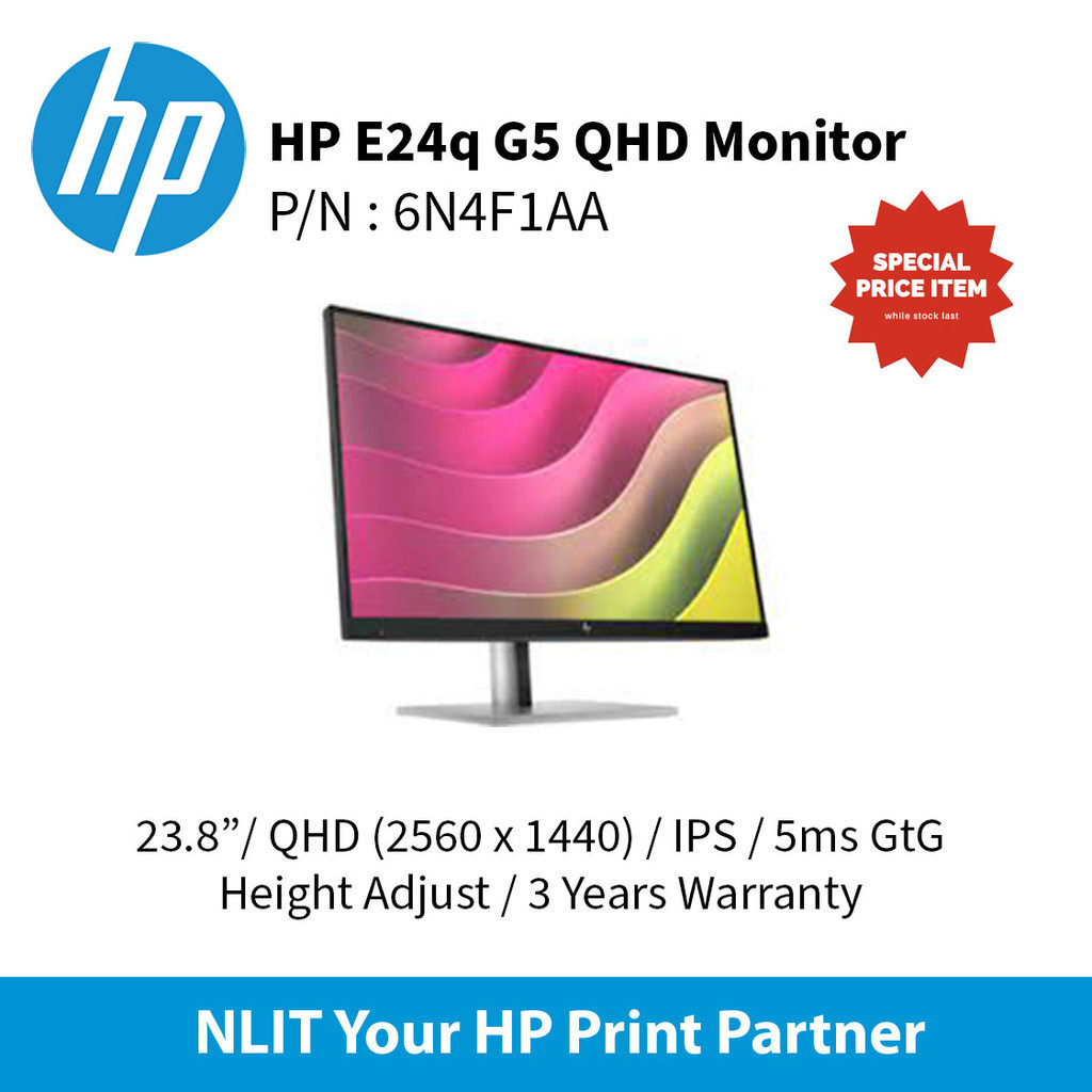 HP E24q G5 QHD Monitor (24") 6N4F1AA Resolution: QHD (2560 x 1440 ...