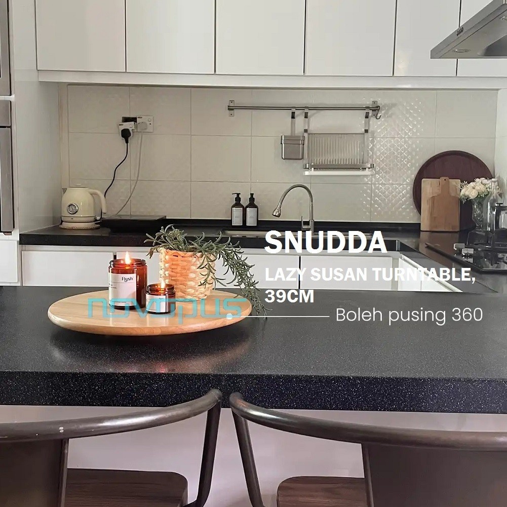 NOVO Solid Wood Lazy Susan Turntable 39cm Diameter / Papan Putar Jenis ...