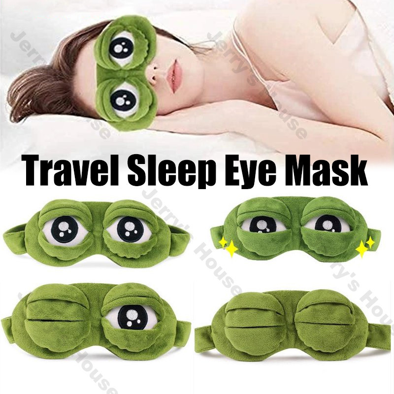 READYSTOCK Travel Sleep Eye Mask 3D Frog Eye Mask Cute Sad Frog Pattern ...