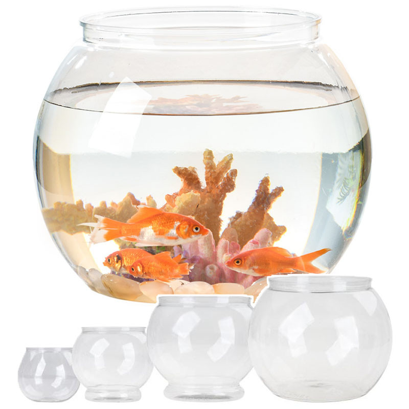 Fish Bowl Plastic Aquarium Bowl Portable Transparent Round Fish Tank ...