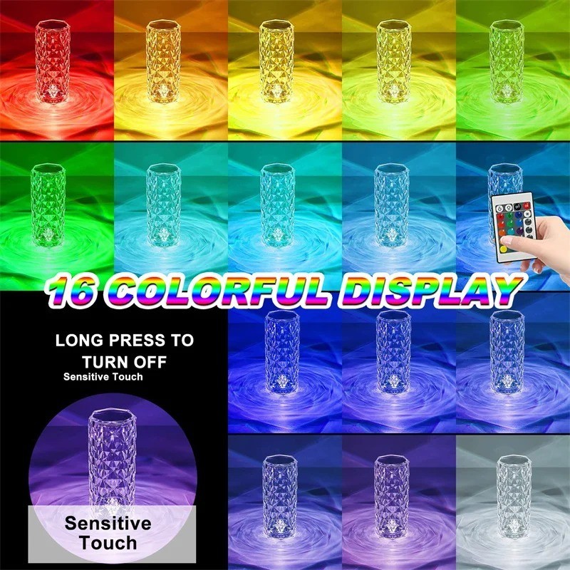 Crystal Diamond Rose light 16 Colors RGB Crystal light with USB ...