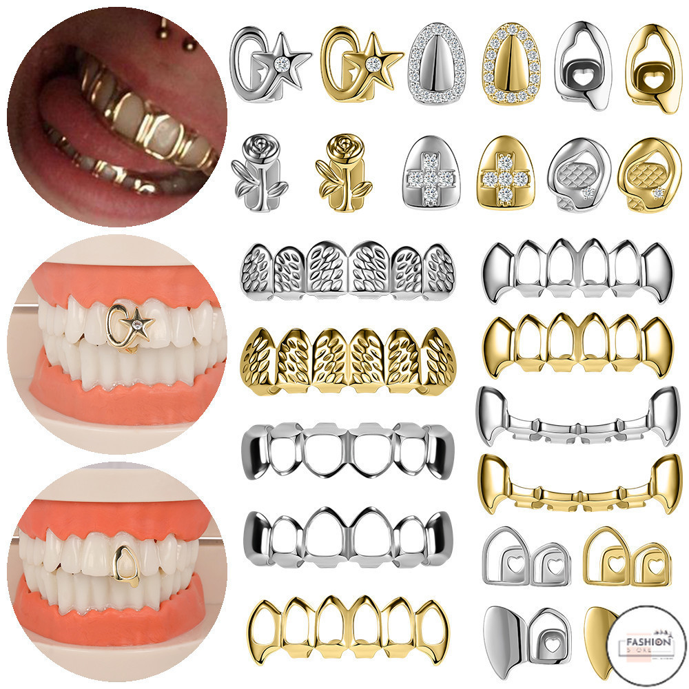 LF 1PC Hip Hop Tooth Cap Polished Teeth Grillz Rapper Lower Bottom ...