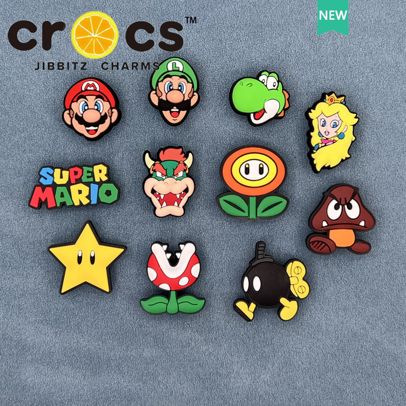 Jibbitz cross charm Shoe Buckle Super Mario DIY Cartoon Fun Hole Shoes ...