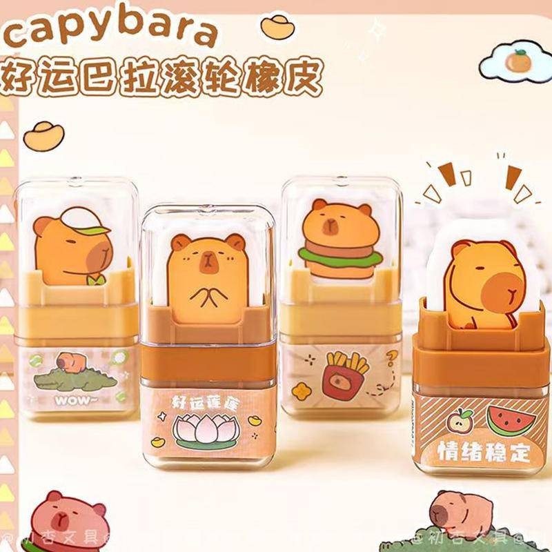 2 In1 Capybara Cute Cartoon Roller Colorful Rectangle Eraser Rubber ...