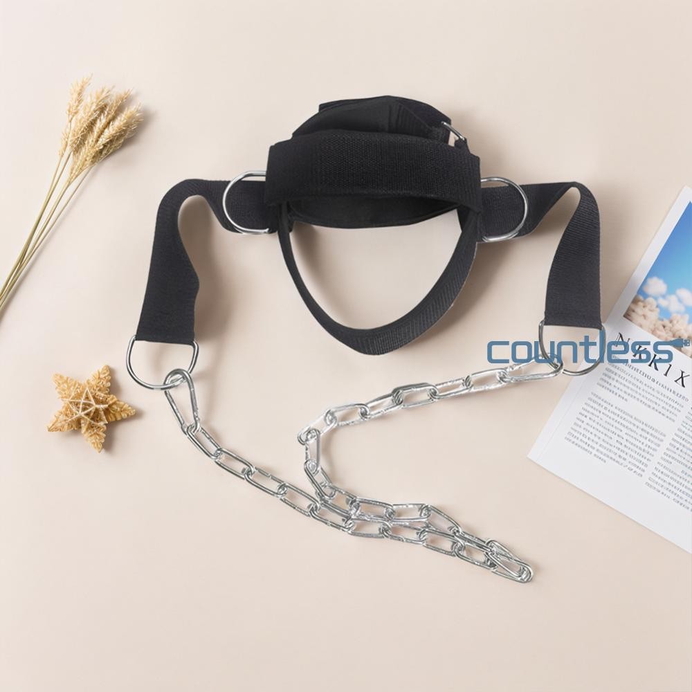 Neck Harness Head Neck Lifting Strap with Long Steel Chain Neck Trainer ...