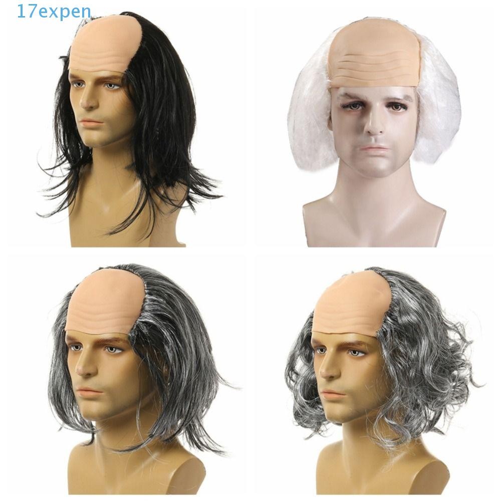 EXPEN Funny Bald Wig, Props Straight Old Man Bald Wig, April Fool's Day ...