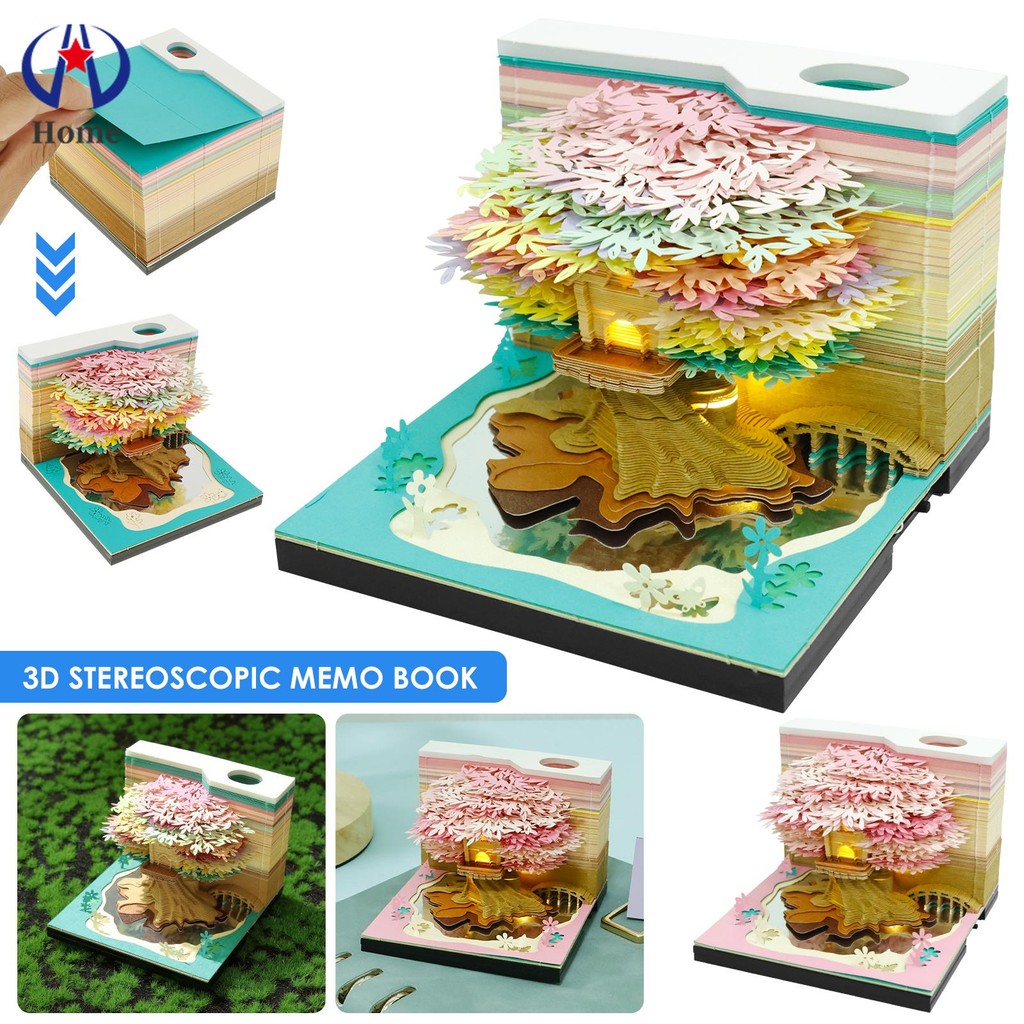 3D Notepad Creative Tree House 3D Memo Pad Desktop Décor 2025 Weekly ...