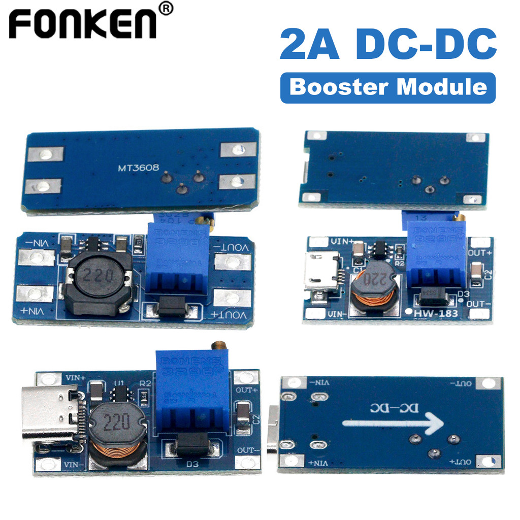 Fonken MT3608 DC-DC Step Up Converter Module Adjustable Booster Power ...