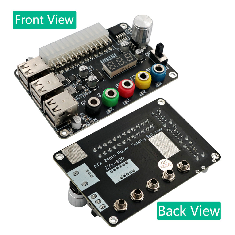 24Pin ATX Power Supply Breakout Board Adjustable Voltage Knob 6 Ports ...