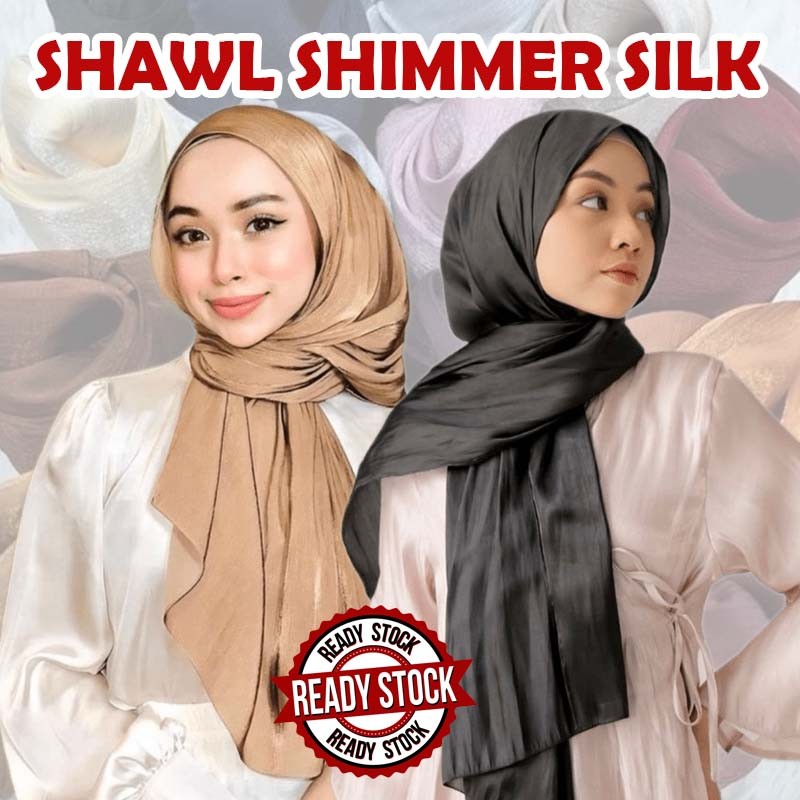 Shawl Shimmer Luxury Shiny Silk Ready Stock New Colours Ready Stock ...