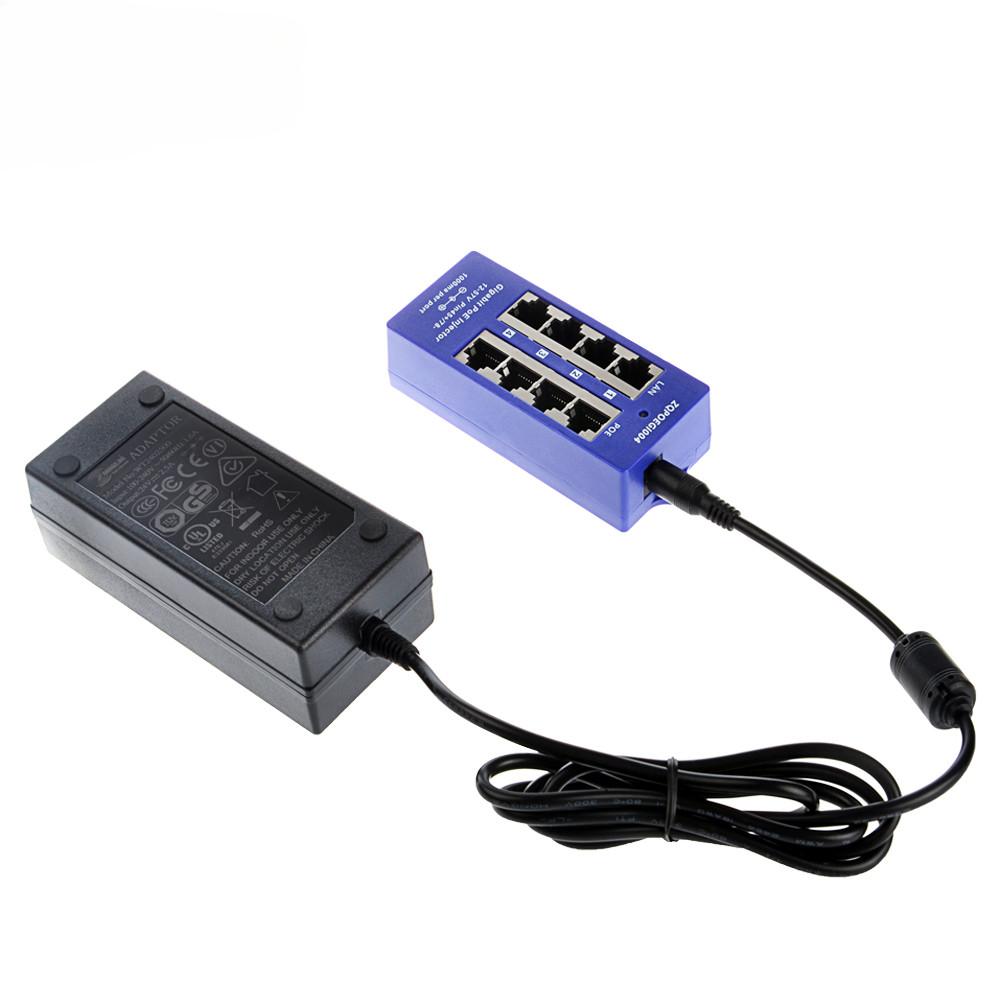 24V Gigabit Passive 4Port PoE Injector 802.3Af/at Power Over Ethernet ...