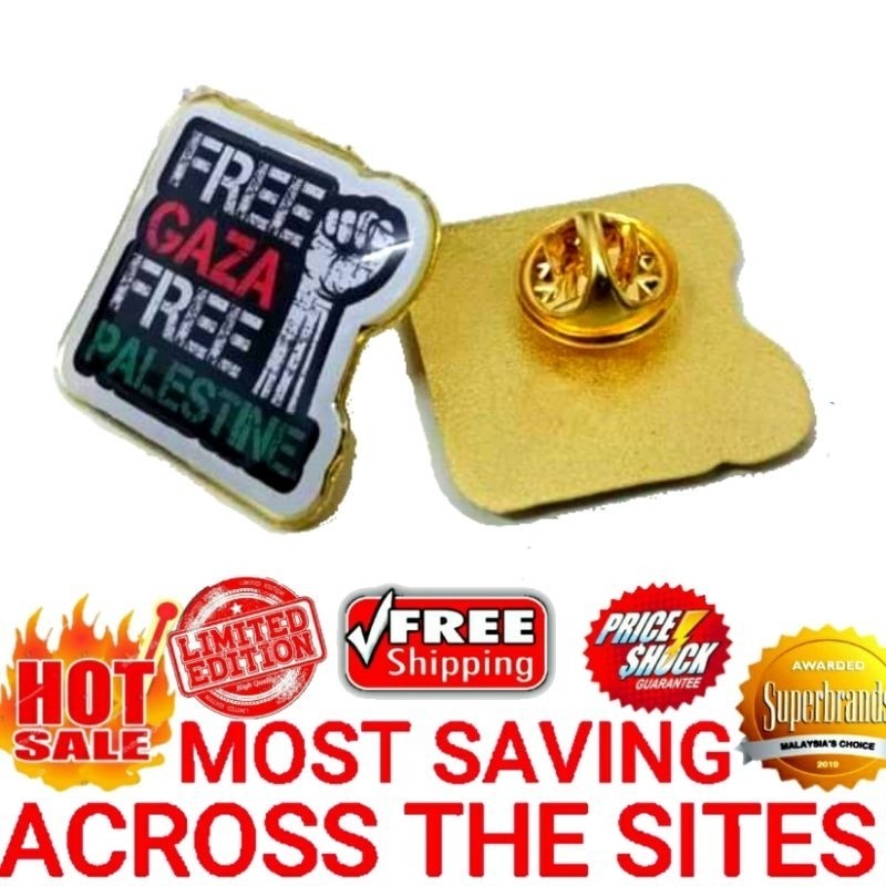 Free Gaza Free Palestine Solidarity Metal Gold Custom Cut Shape Collar ...